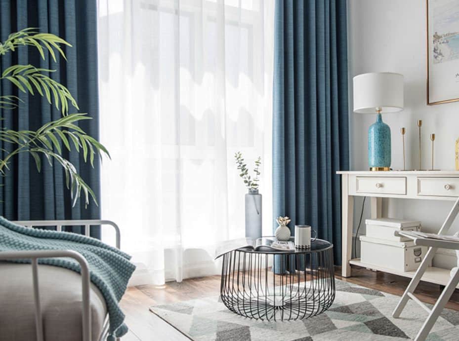 Lake Blue Linen Blend Curtains Blue Curtain Panels window | Etsy