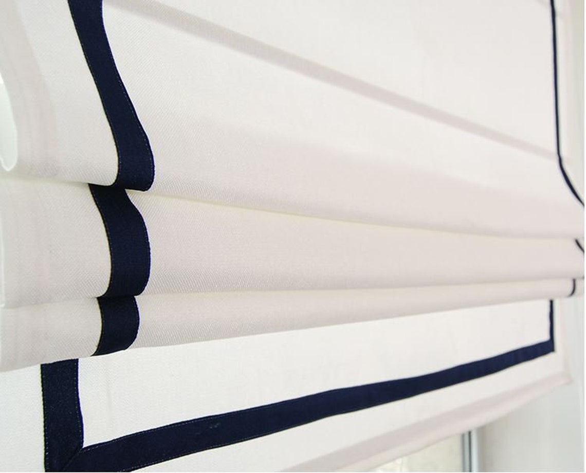 Roman Shades Custom Size With Lining and Fabric Trim Accent - Etsy