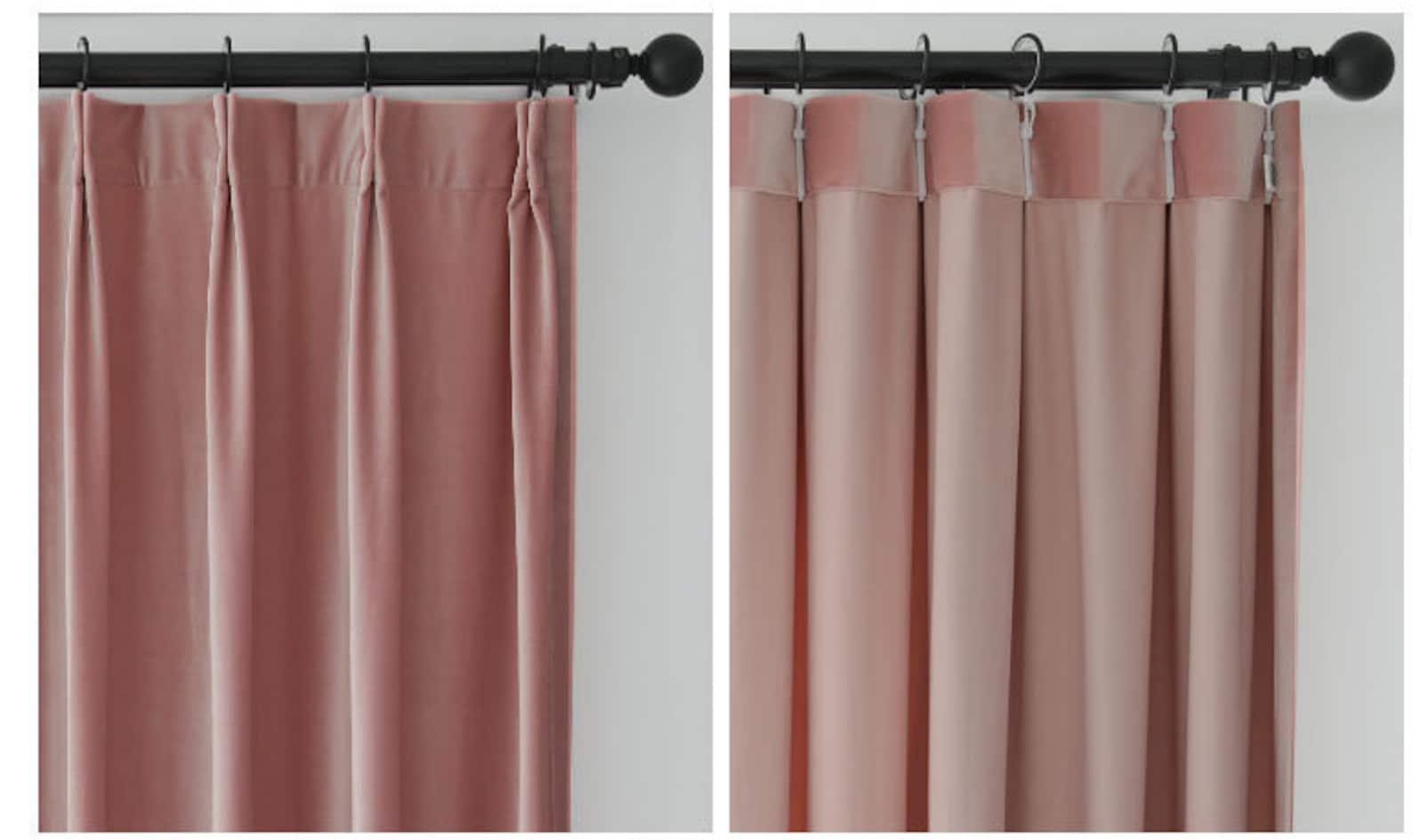 Pair of Velvet Rose Pink Curtains Velvety Dusty Pink Drapery - Etsy
