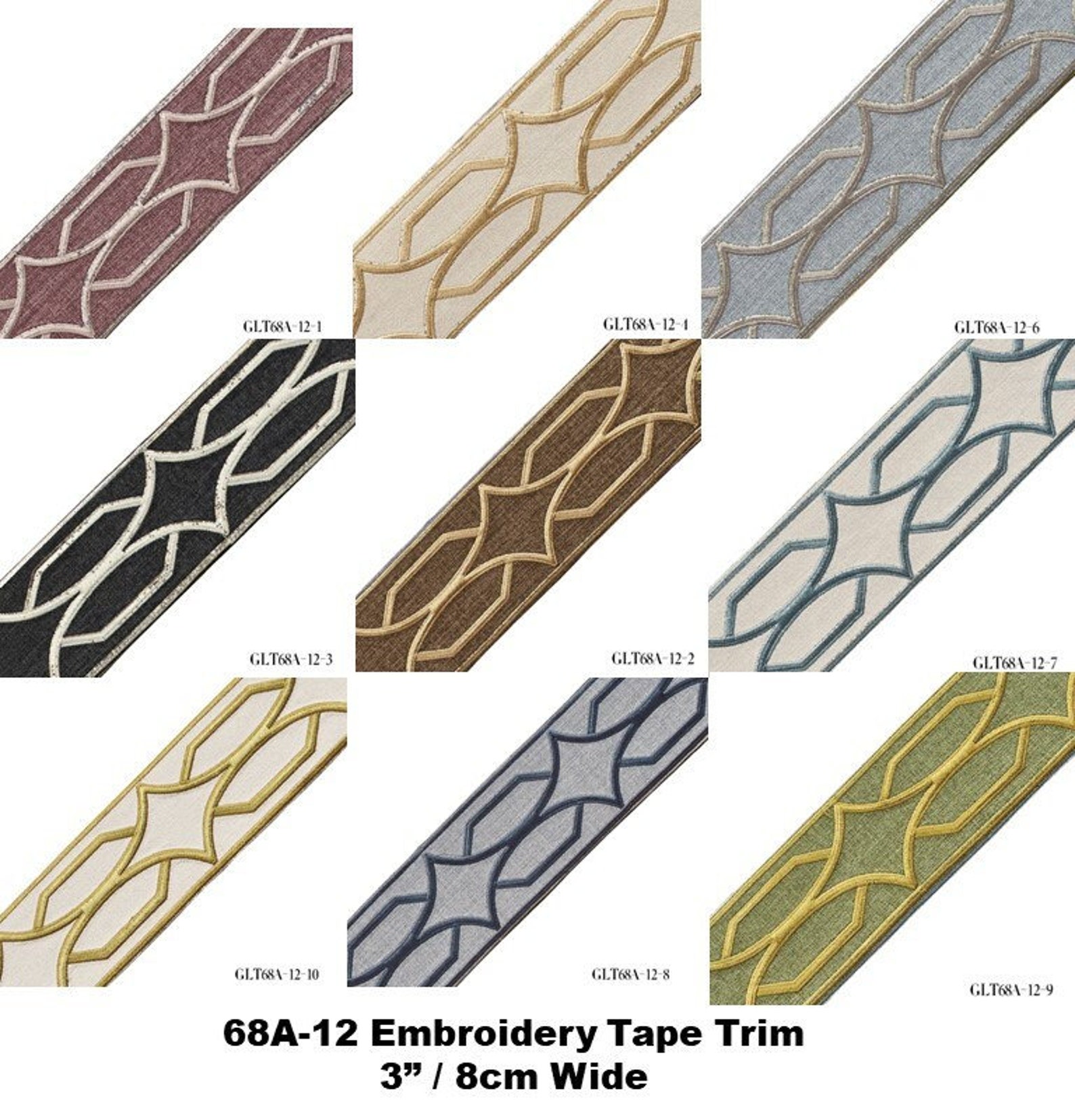 Decorative Fabric Trim for Curtains, Embroidery Decorative Trim, 3 ...