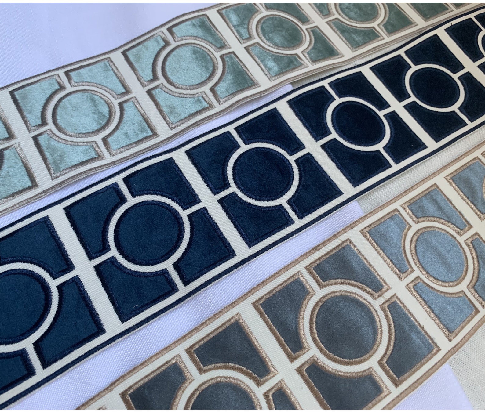 Embossed Velvet Fabric Trim 3.7 9.5cm Wide Square Ring - Etsy