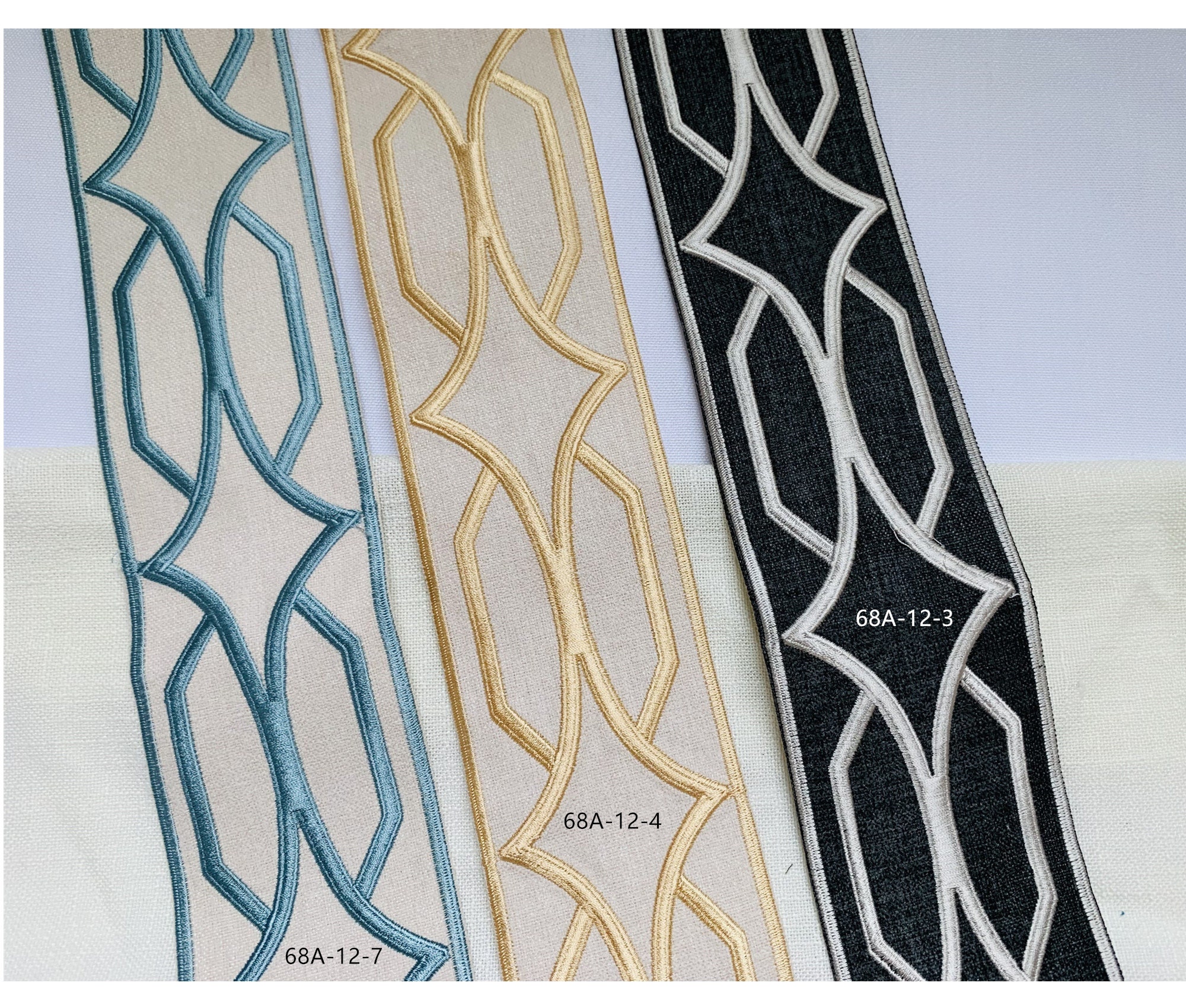 Decorative Fabric Trim for Curtains, Embroidery Decorative Trim, 3 ...