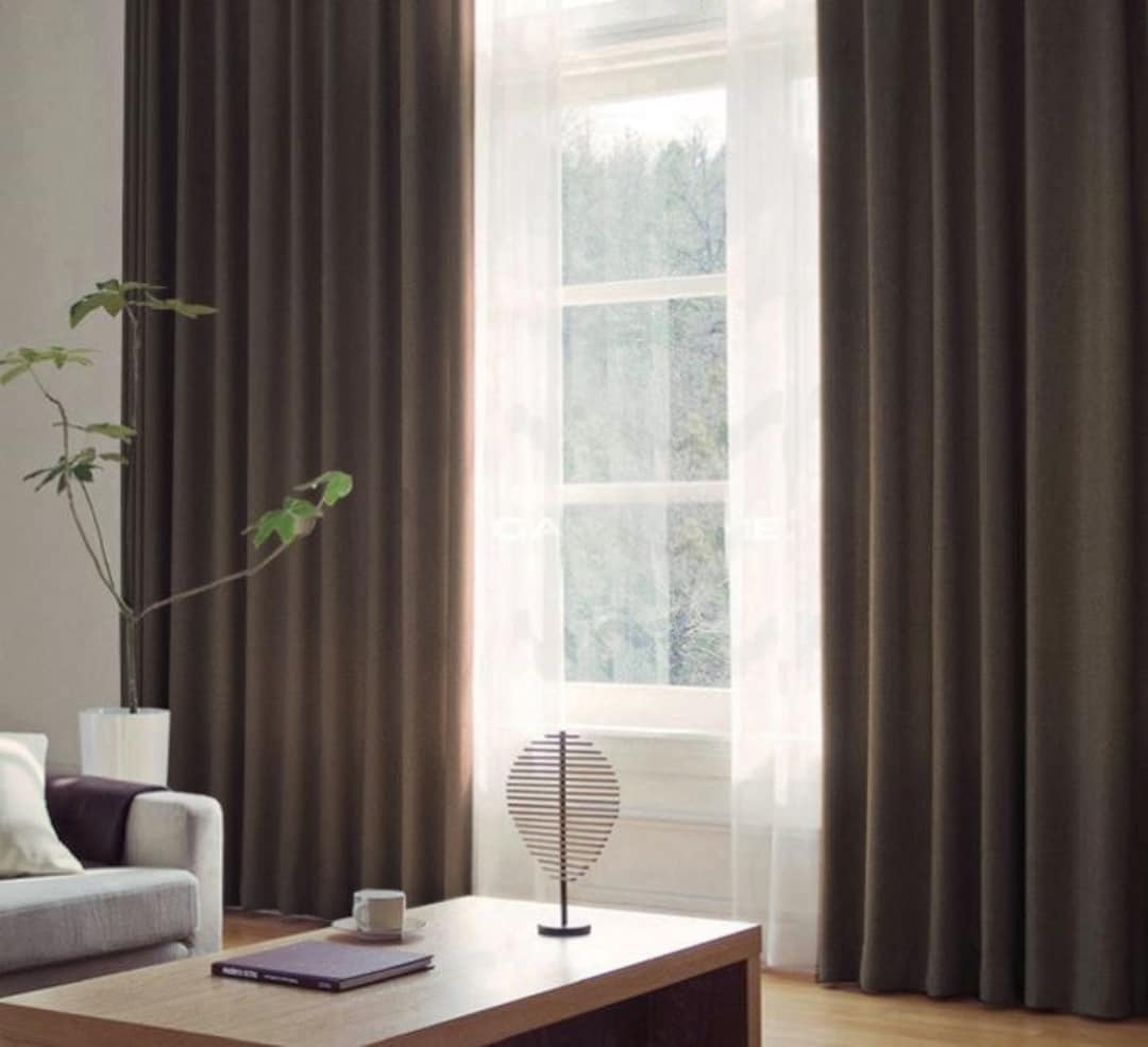 Dark Brown Curtain Panels, Window Curtain Panels, Linen Curtains ...