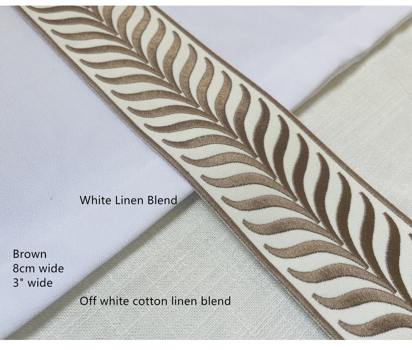 Fabric Trim With Embroidery Thread off White Cotton Blend - Etsy Canada