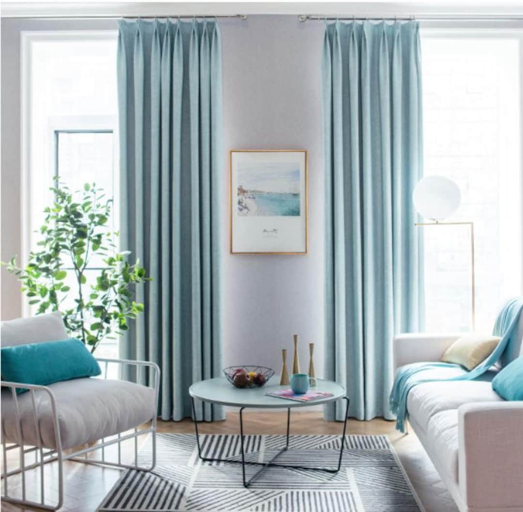 Pair of Powder Blue Curtains, Custom Drapes, Custom Curtains, Window ...