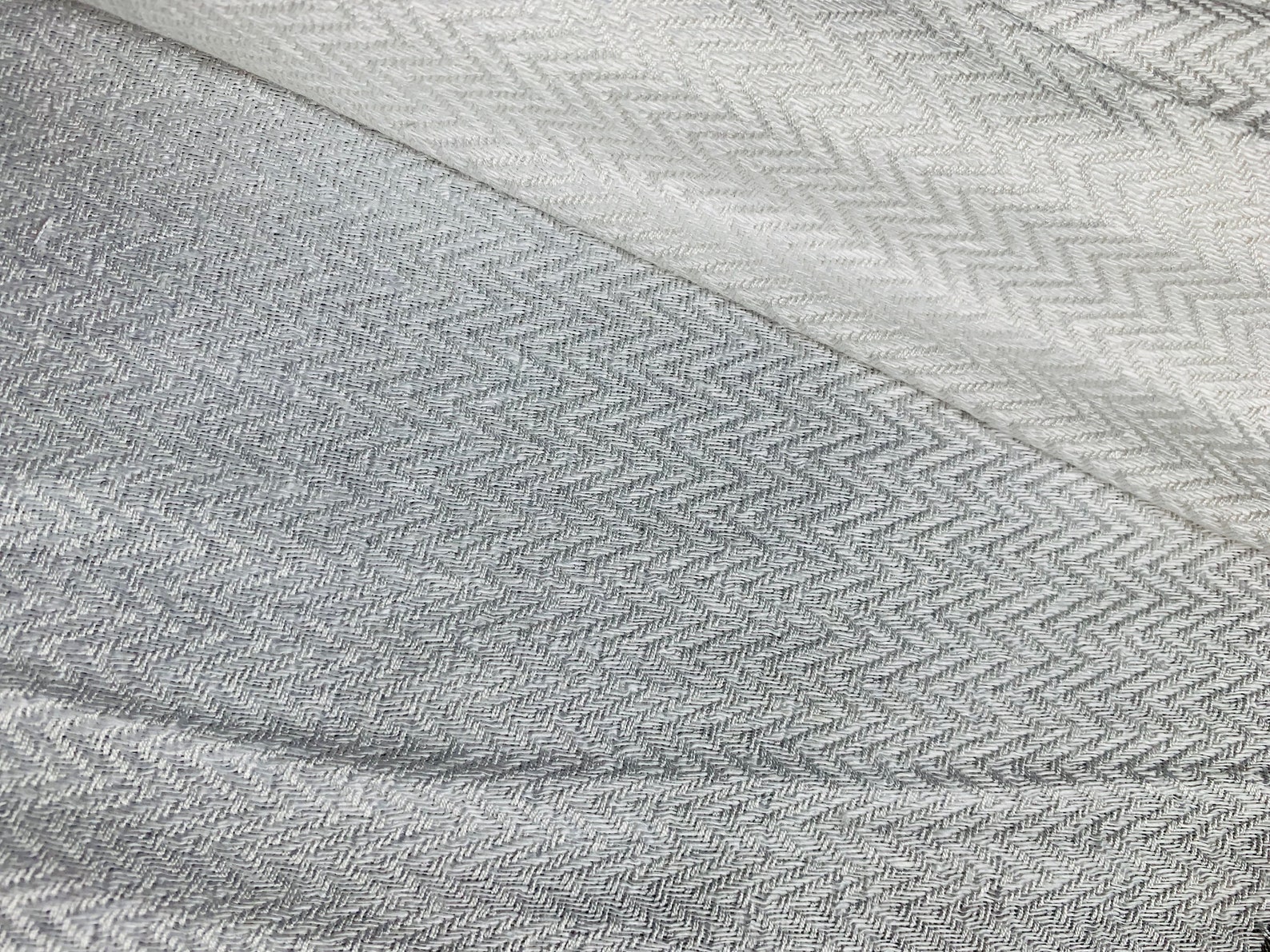 White Chevron Linen Drapes Natural Linen in White Chevron | Etsy