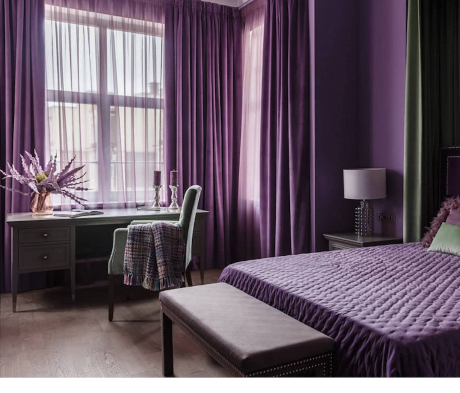 Pair of Purple Velvet Curtains, Bedroom Velvet Curtains, Living Room ...