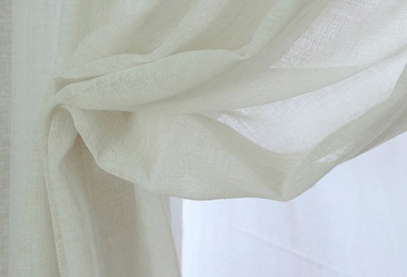 Sheer Curtains in Natural Linen, White Linen Sheer Curtain Panels ...