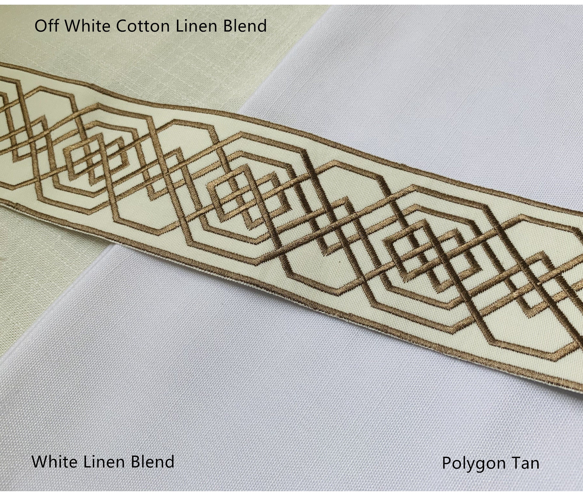 Fabric Trim With Embroidery Thread Polygon Embroidery off - Etsy