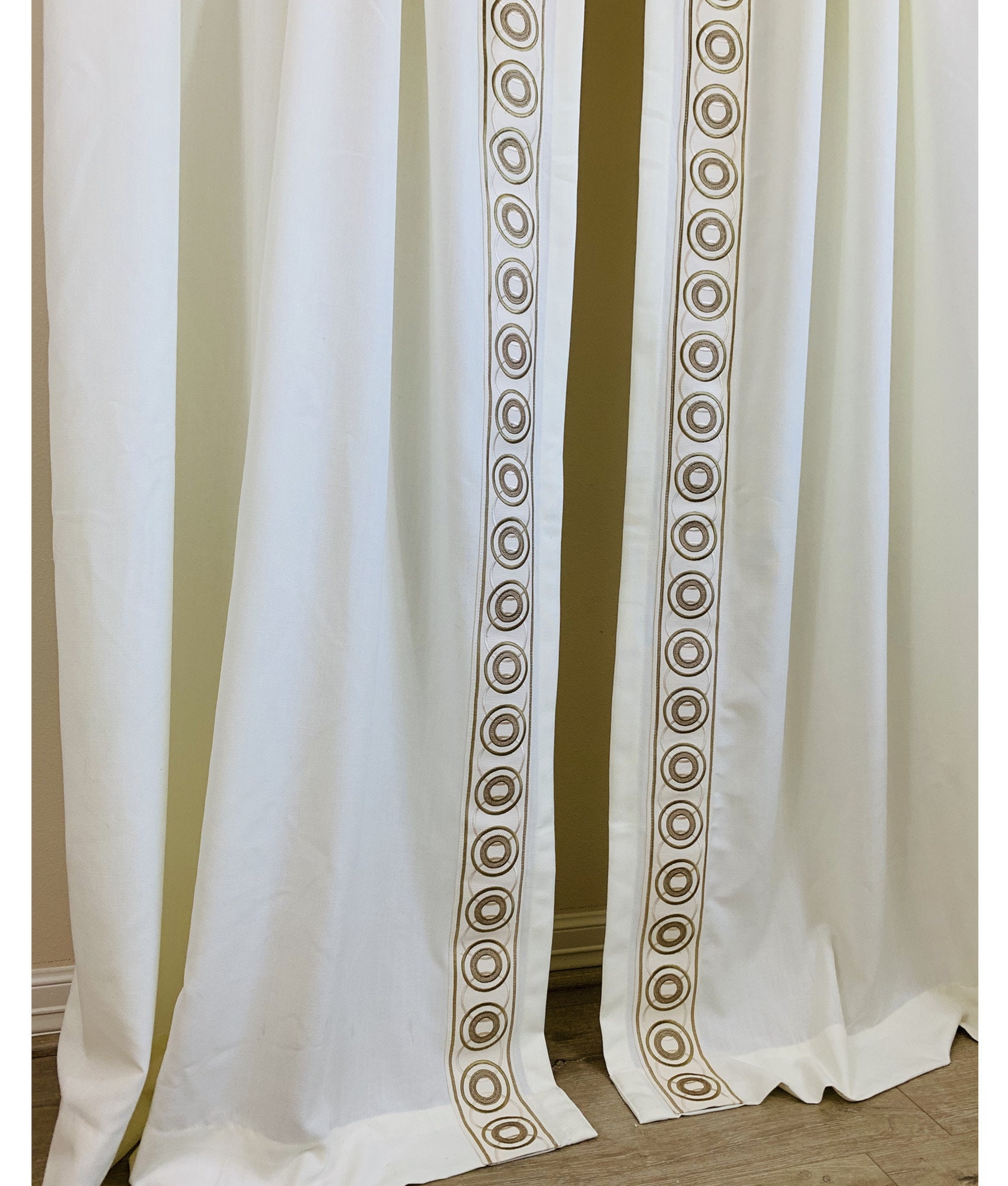 Curtains With Ribbon Trims, Custom Draperies With Border Trim, Made to ...