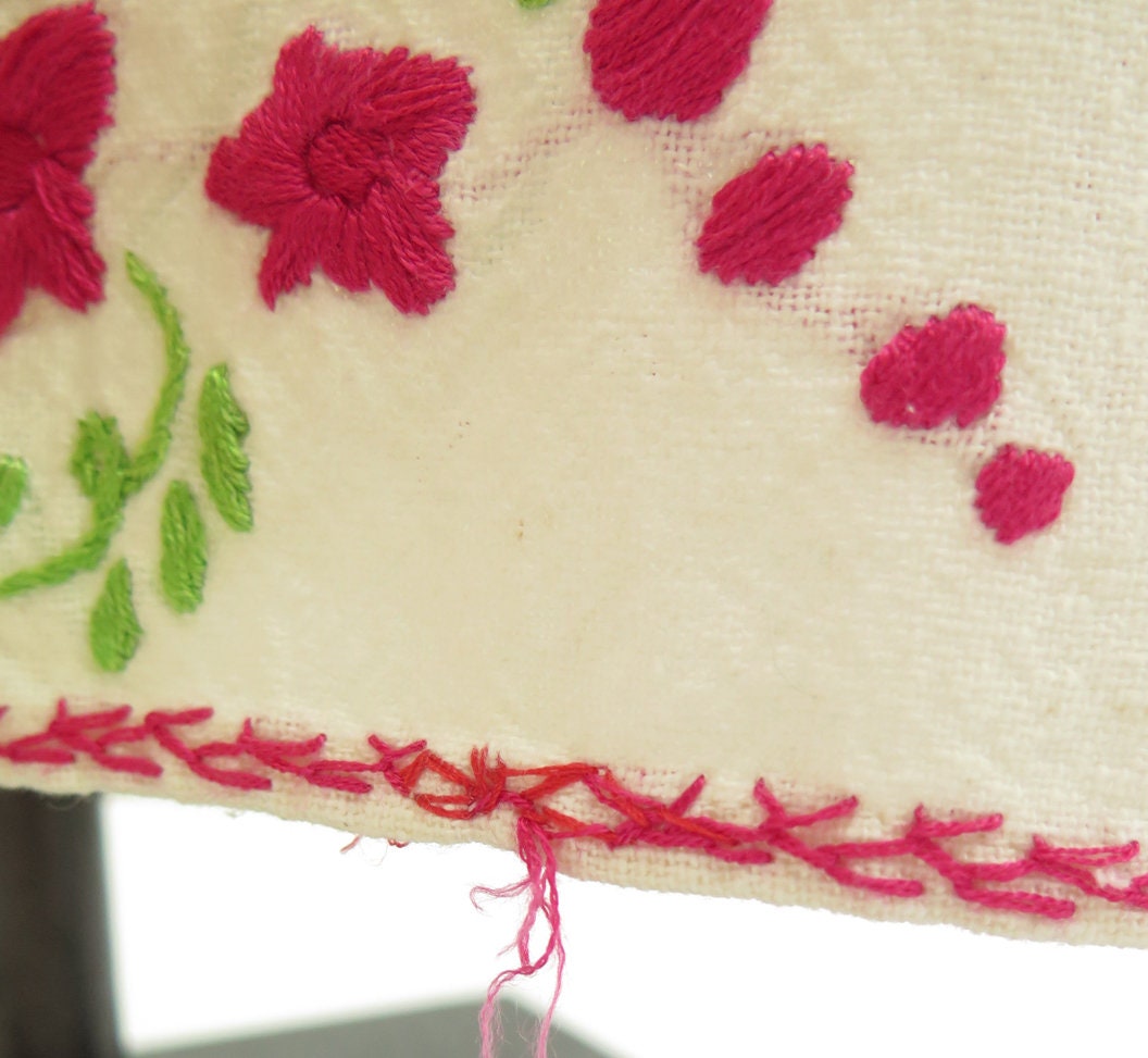 Original Vintage 1970s Cream Hand Embroidered Green and Pink - Etsy UK