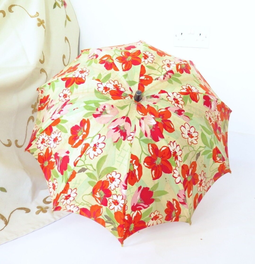 Vintage 1920s 1930s Antique Deco Small Fabric Red Floral Printed ...