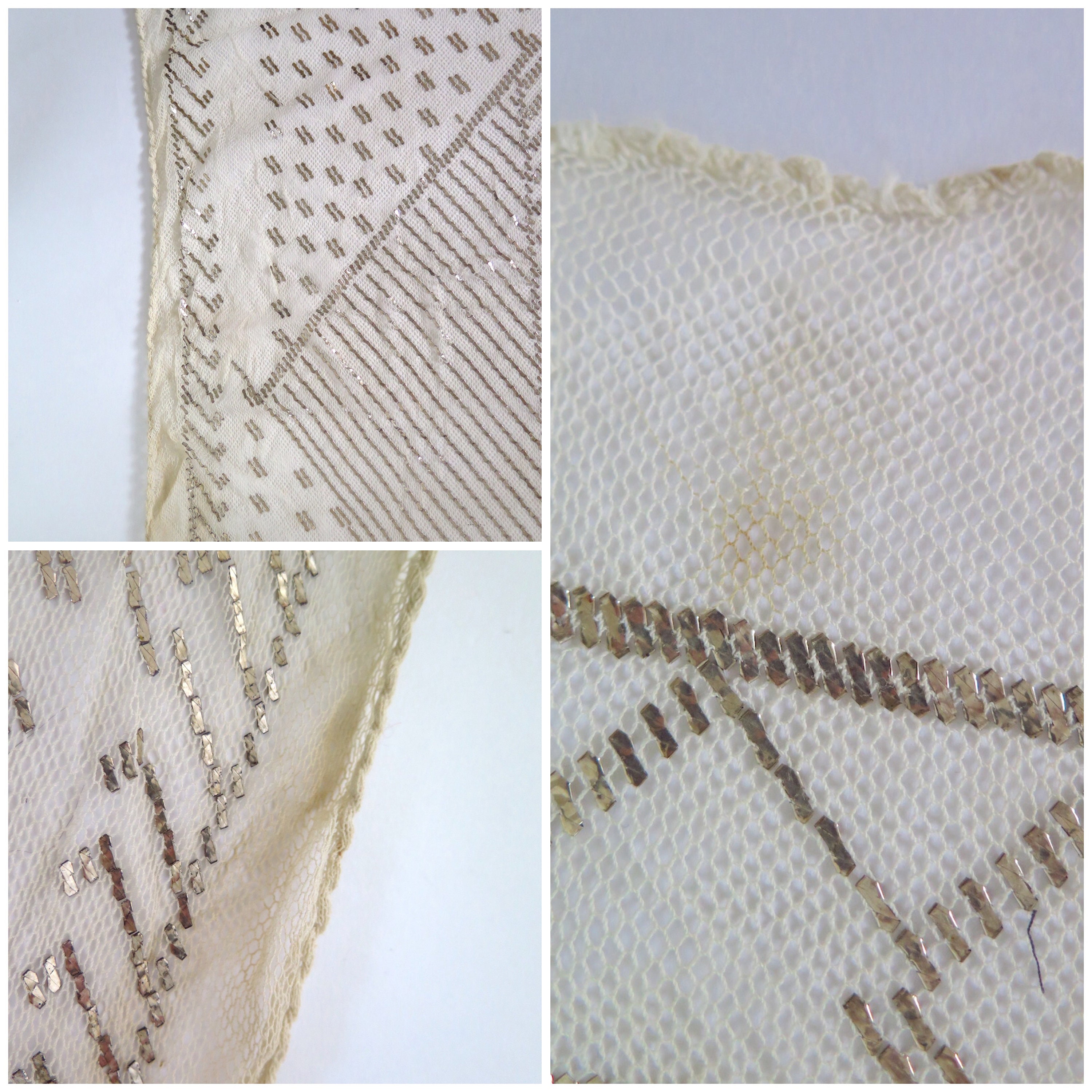Vintage 1920s Deco Assuit Cream Netting Metal Work Shawl Scarf - Etsy