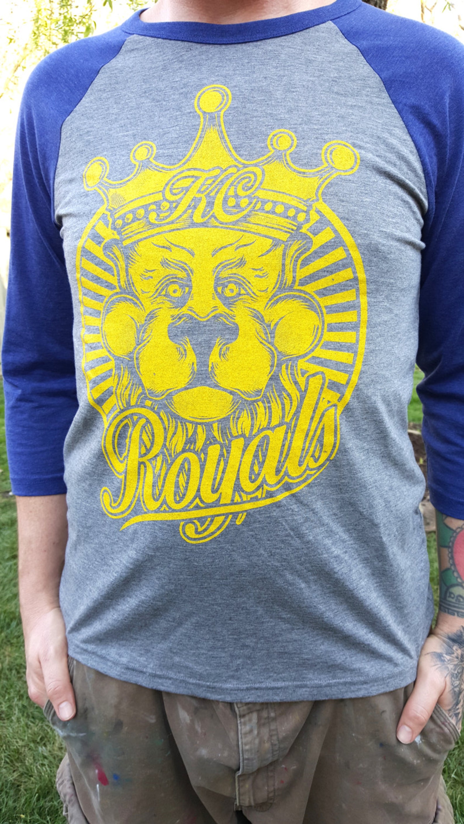 KC Royals "slugger" Handprinted UNISEX Baseball T-shirt *super Soft* - Etsy