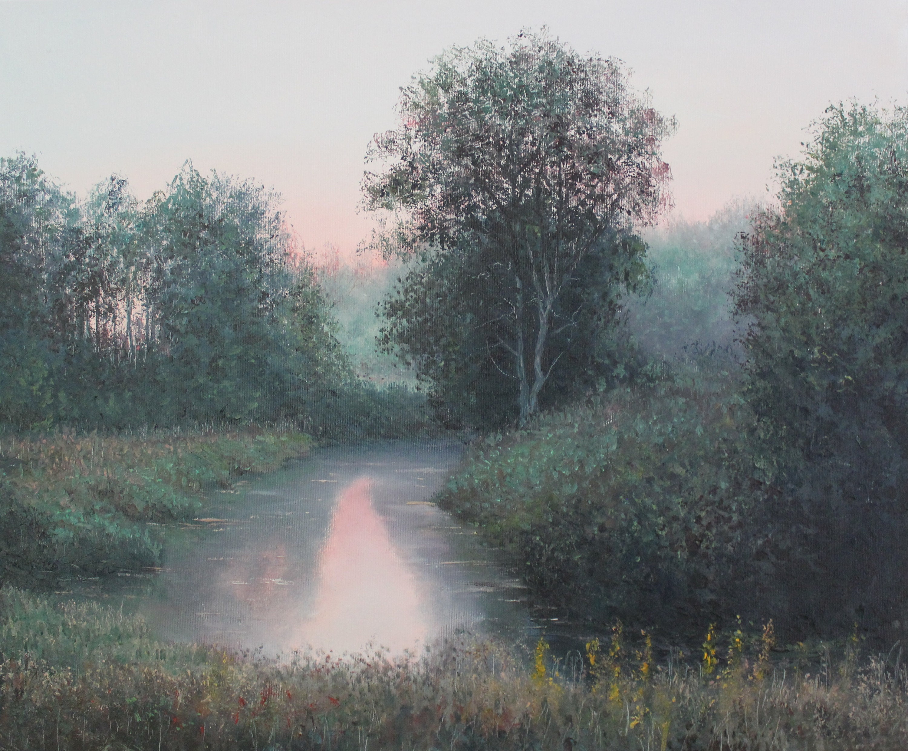 Hazy Evening in Summer Original Oil Painting, 50 X 60 Cm / 19.7 X 23.6 ...