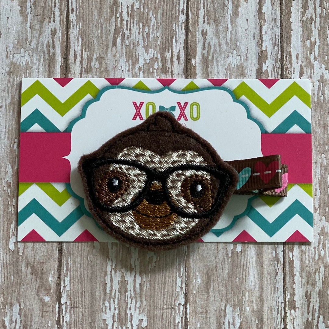 Nerdy Sloth Hair Clip. Sloth Clip, Sloth Hair Bow, Baby Bow, Toddler ...