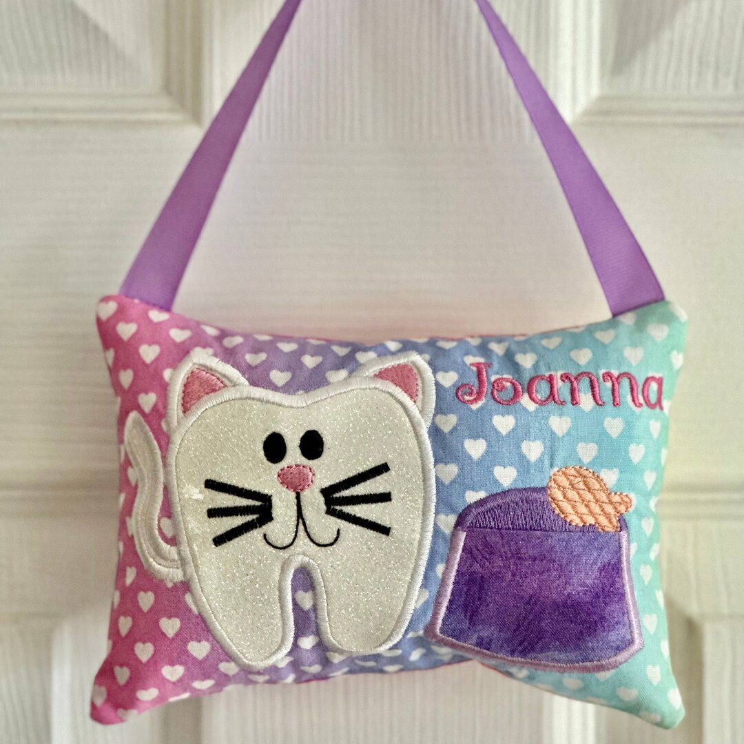 Personalized Cat Tooth Fairy Pillow: Girl Bedroom Decor - Etsy