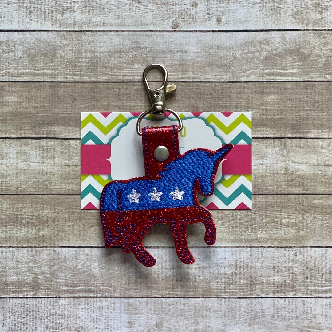 Unicorn Political Party Key Chain, Patriotic Unicorn Snap Tab, Key ...