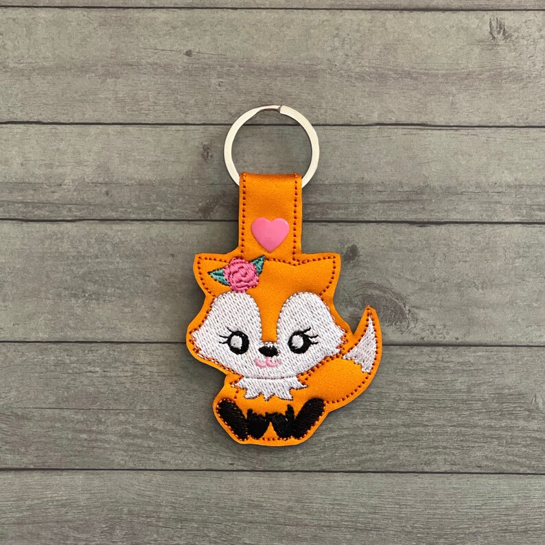 Fox Key Chain Red Fox Snap Tab Embroidered Key Chain Girly - Etsy