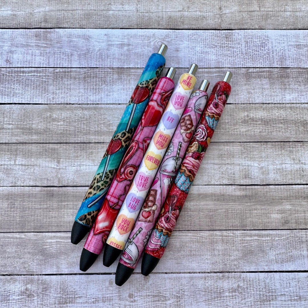 Valentine's Day Pens, Valentine Themed Gel Pens, Glitter Valentine Pens ...