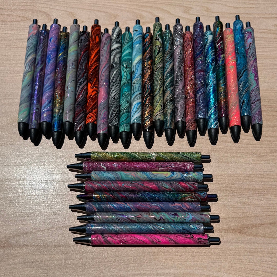 Hydro-dipped Glitter Pens, Hydro Drip Gel Pens, Marbled Ink Foiled Pens ...