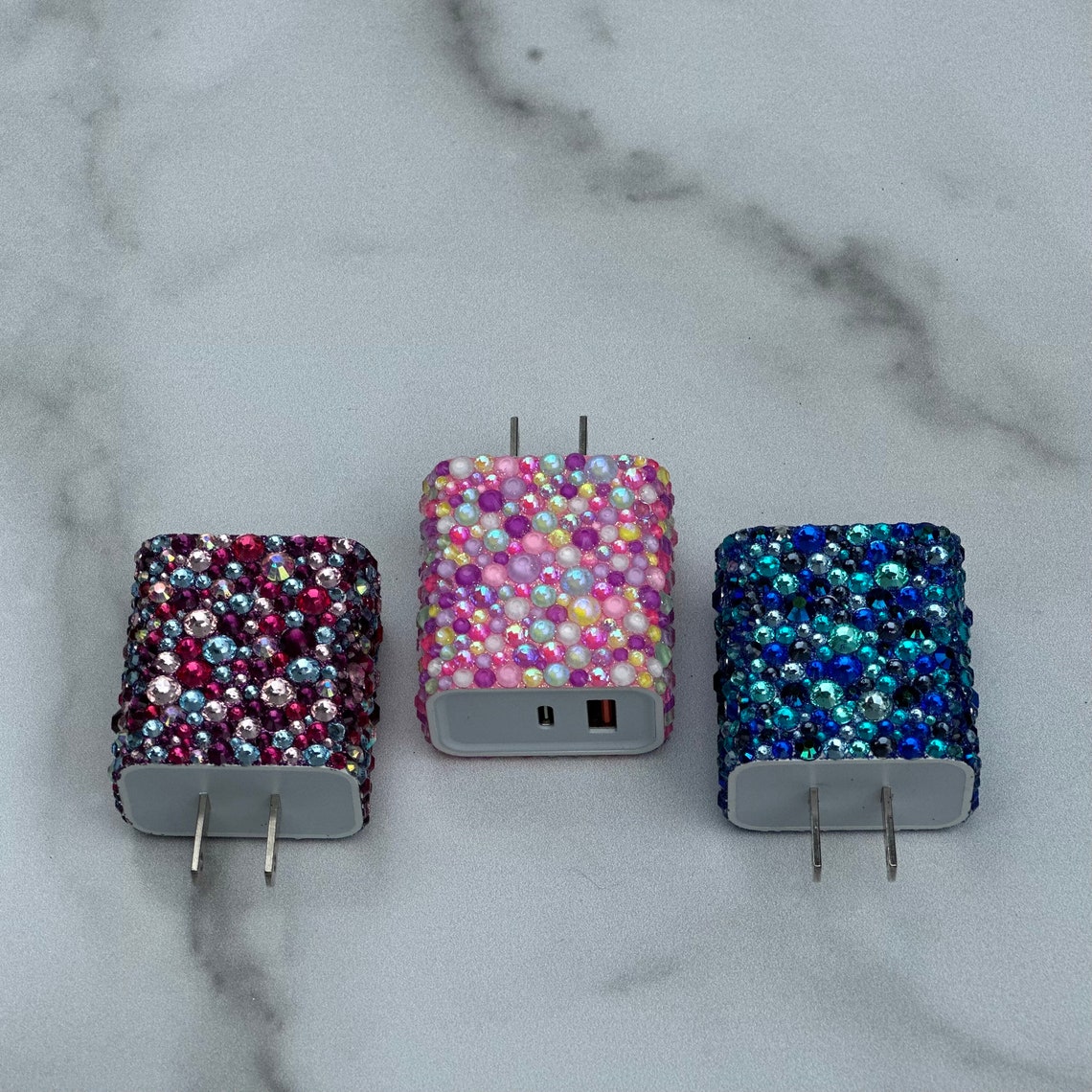 Rhinestone Charging Block: Blinged USB Adapter, Dual Port - Etsy