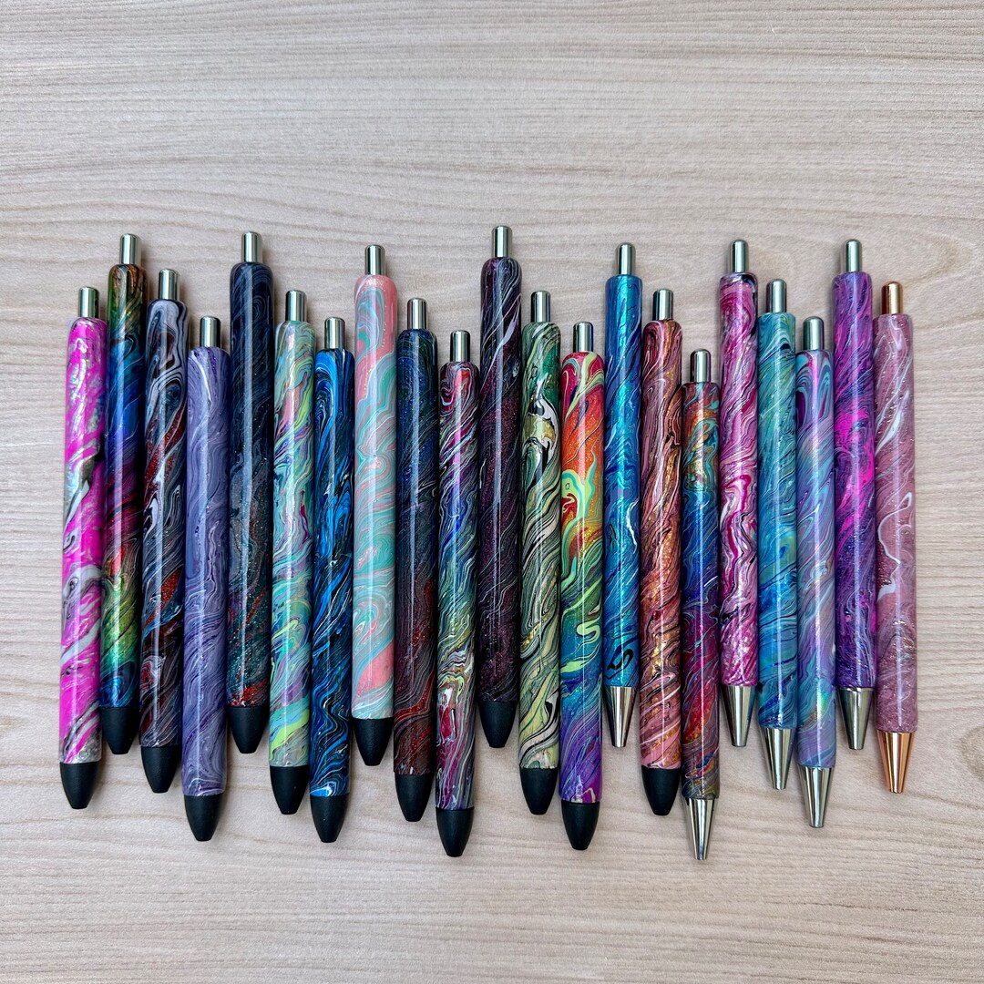 Hydro-dipped Glitter Pens Hydro Drip Gel Pens Marbled Ink - Etsy