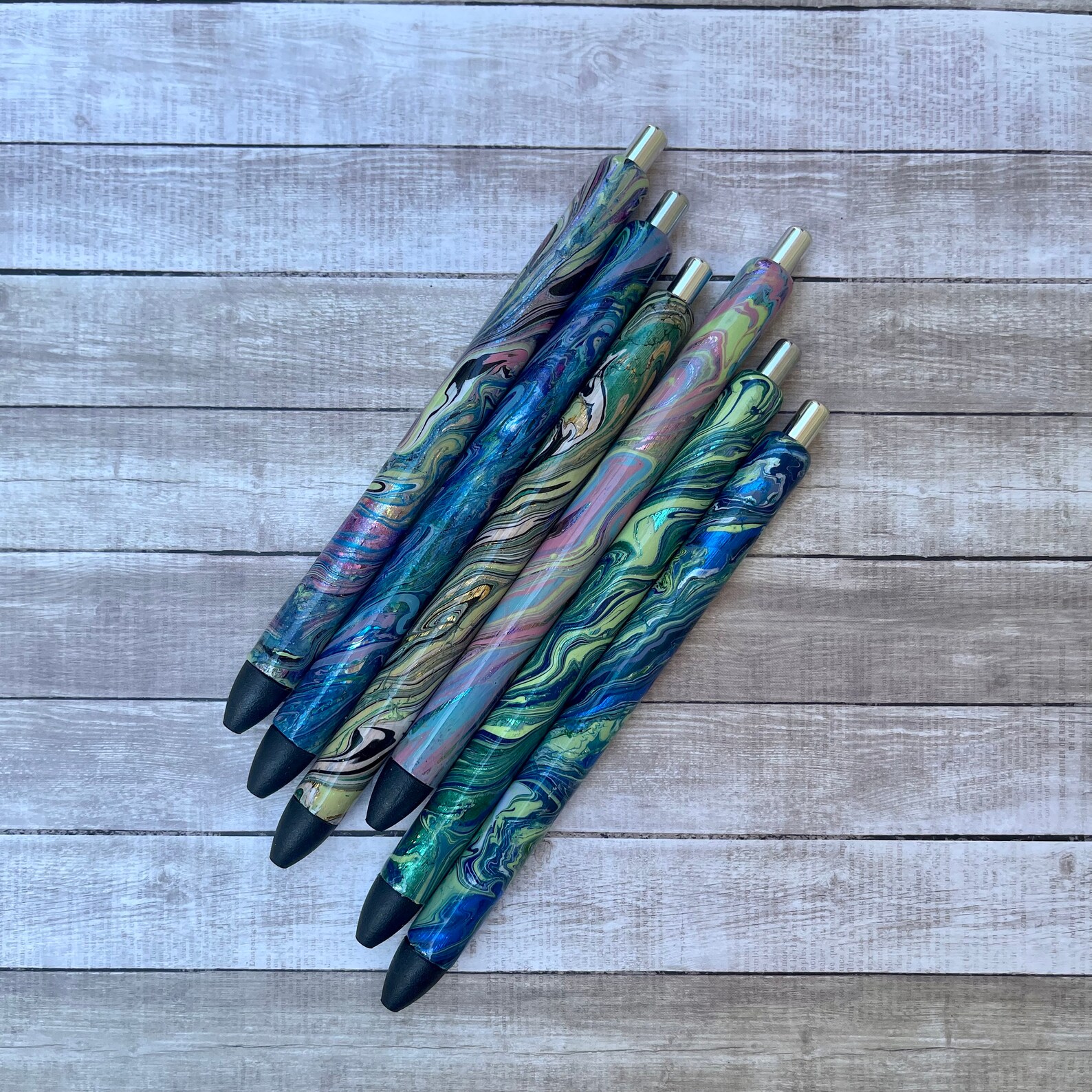Hydro-dipped Glitter Pens Hydro Drip Gel Pens Marbled Ink - Etsy