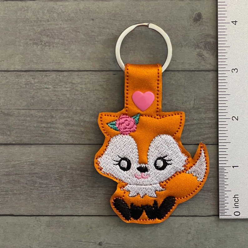 Fox Key Chain Red Fox Snap Tab Embroidered Key Chain Girly | Etsy