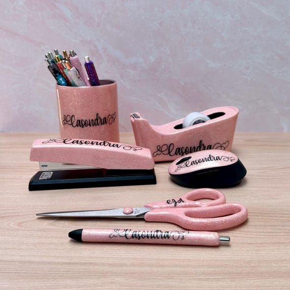 Custom Desk Set Personalized Office Supplies Teacher Gifts Glitter Stapler Glitter Desk Bundle Glitter Tape Dispenser Glittered Pens Etsy Israel