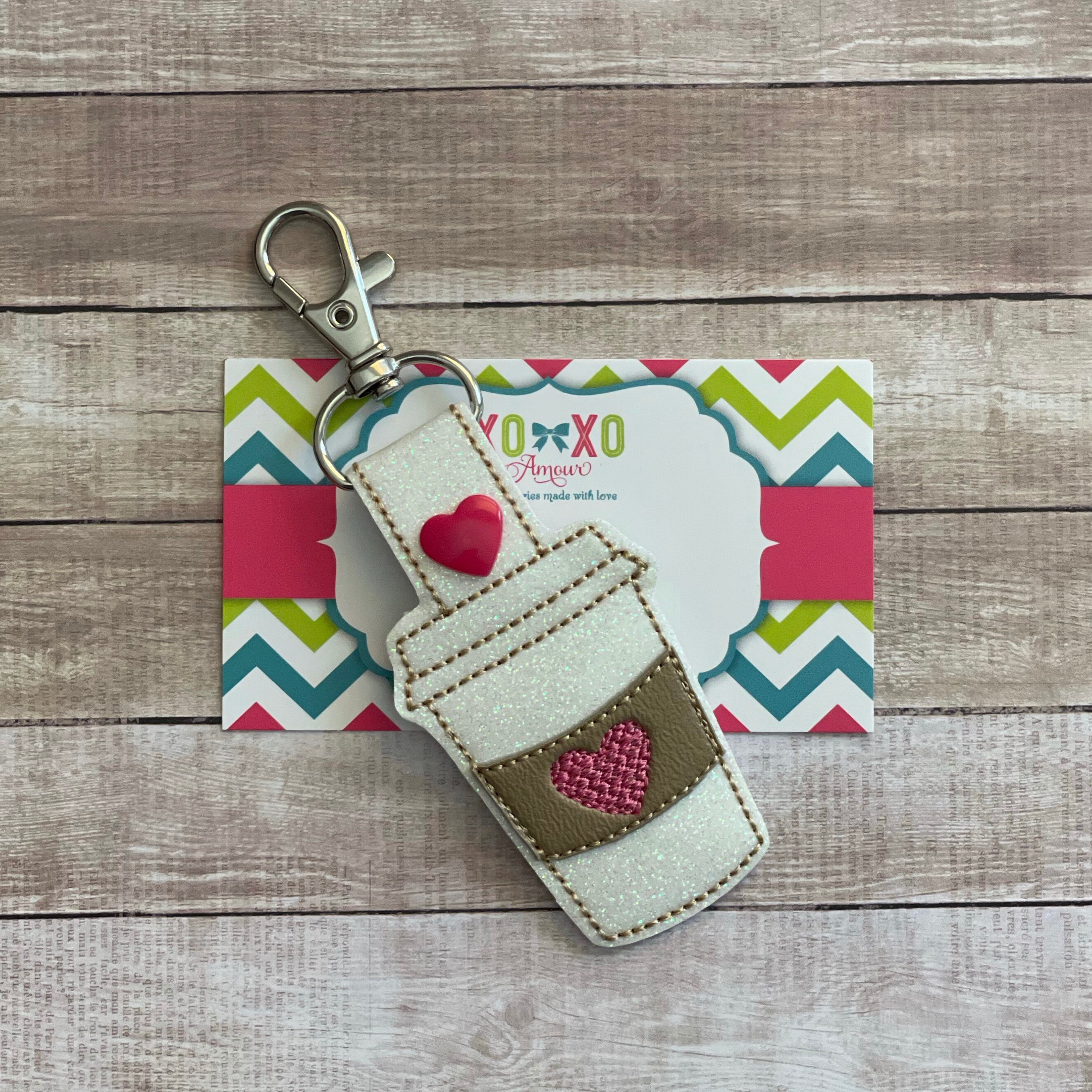 Latte Love Snap Tab Coffee Themed Key Chain I Heart Coffee - Etsy