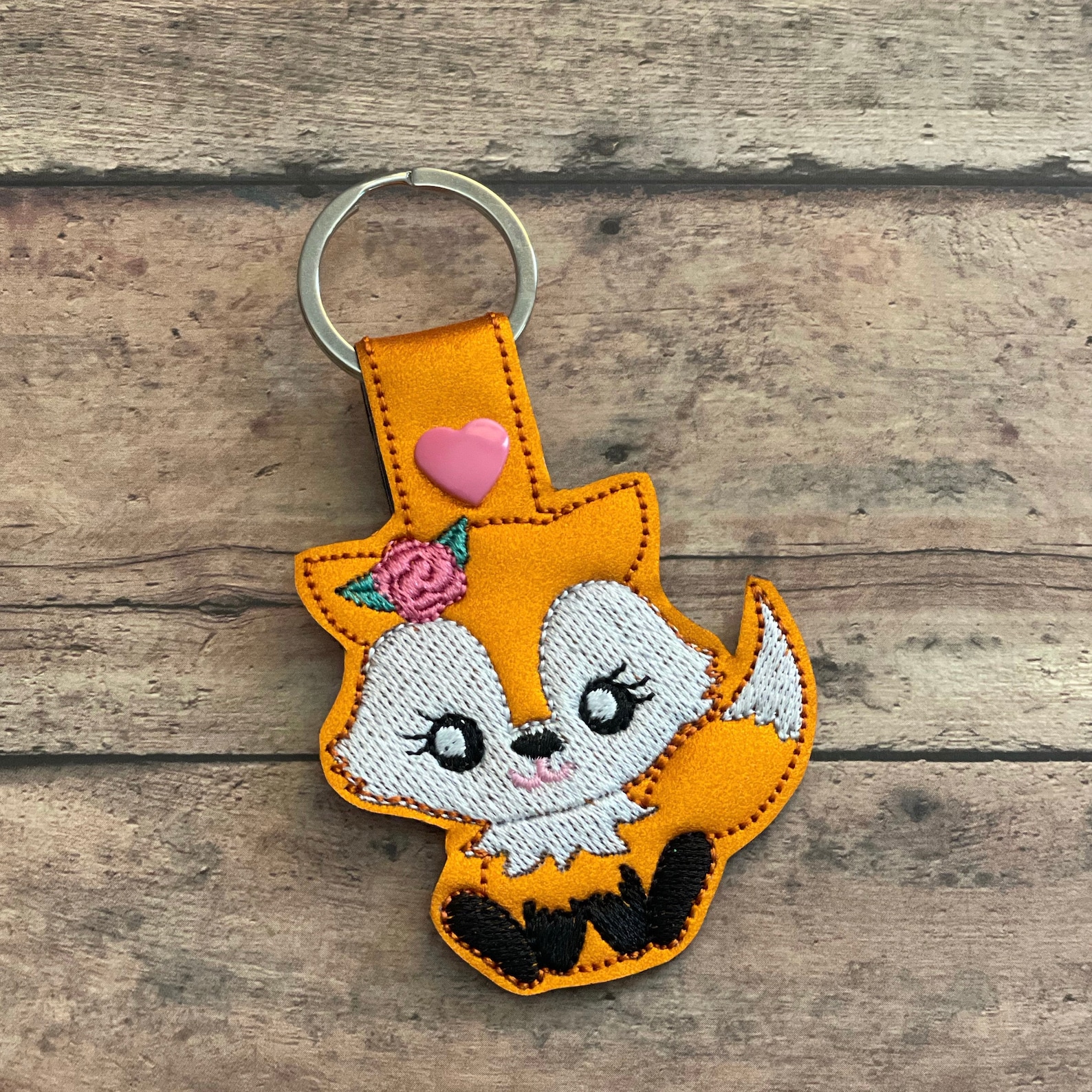 Fox Key Chain Red Fox Snap Tab Embroidered Key Chain Girly | Etsy