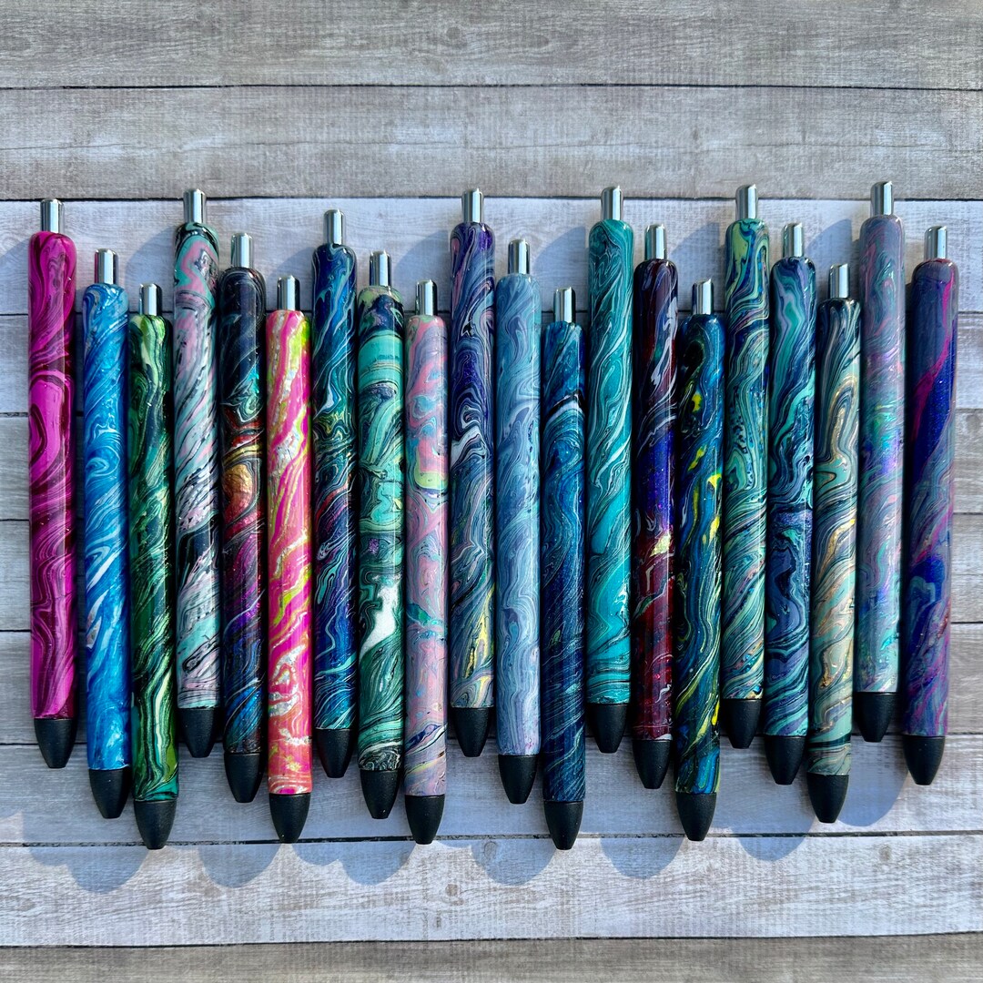 Hydro-dipped Glitter Pens Hydro Drip Gel Pens Marbled Ink - Etsy