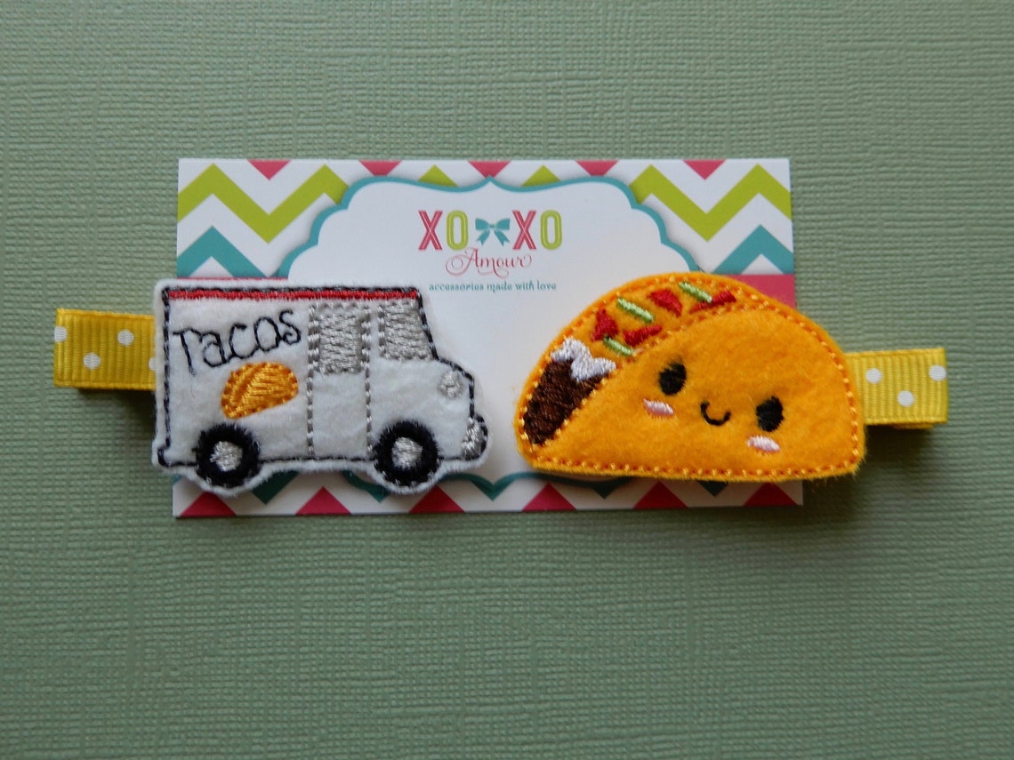 Taco Truck and Taco Clips Taco Hair Clip Taco Tuesday Hair | Etsy