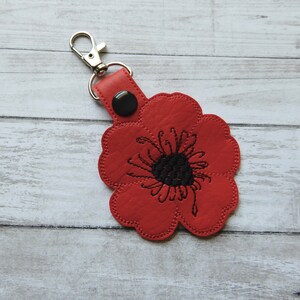 Poppy Snap Tab, Backpack Charm, Embroidered Key Chain, Flower Key Fob ...