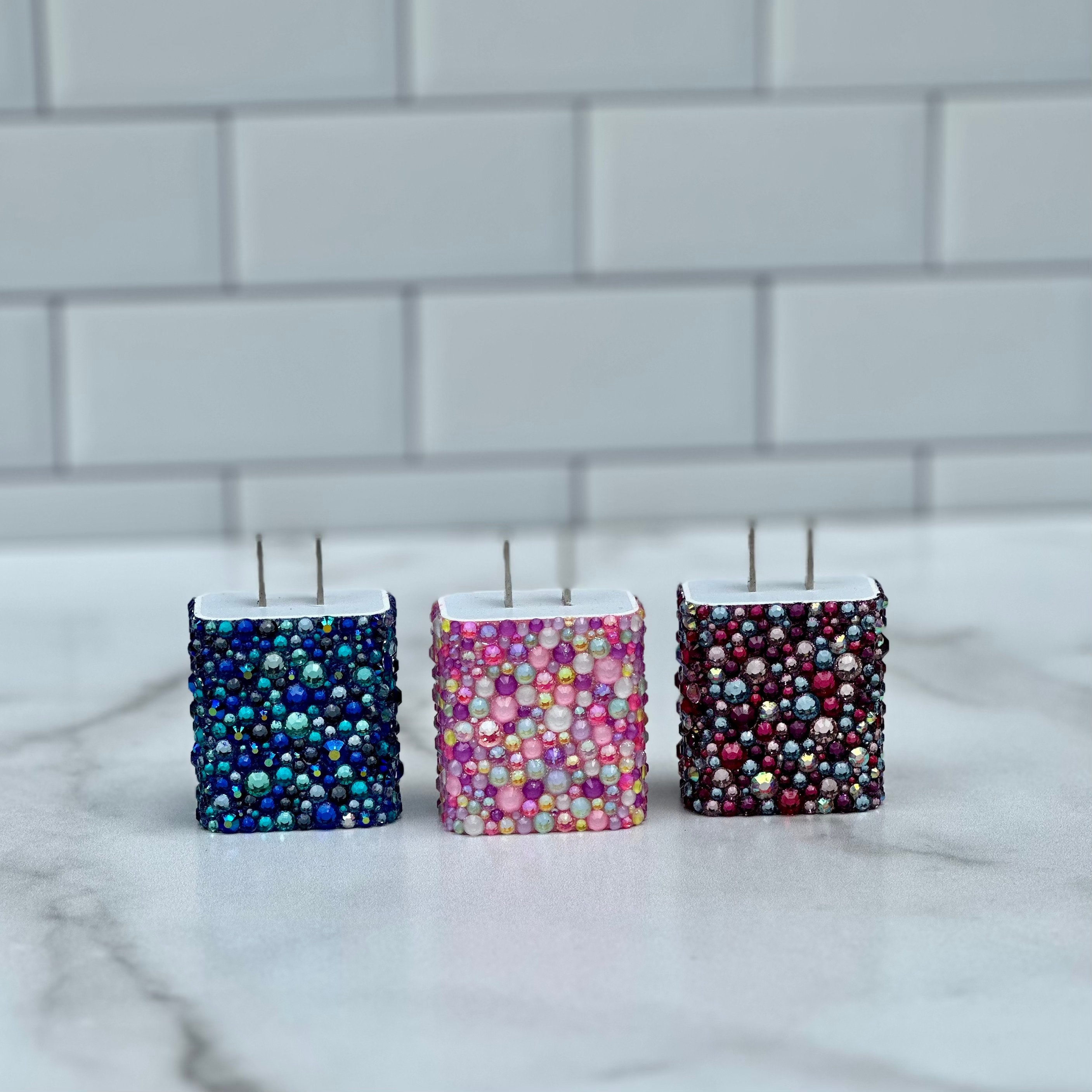 Rhinestone Charging Block: Blinged USB Adapter, Dual Port - Etsy