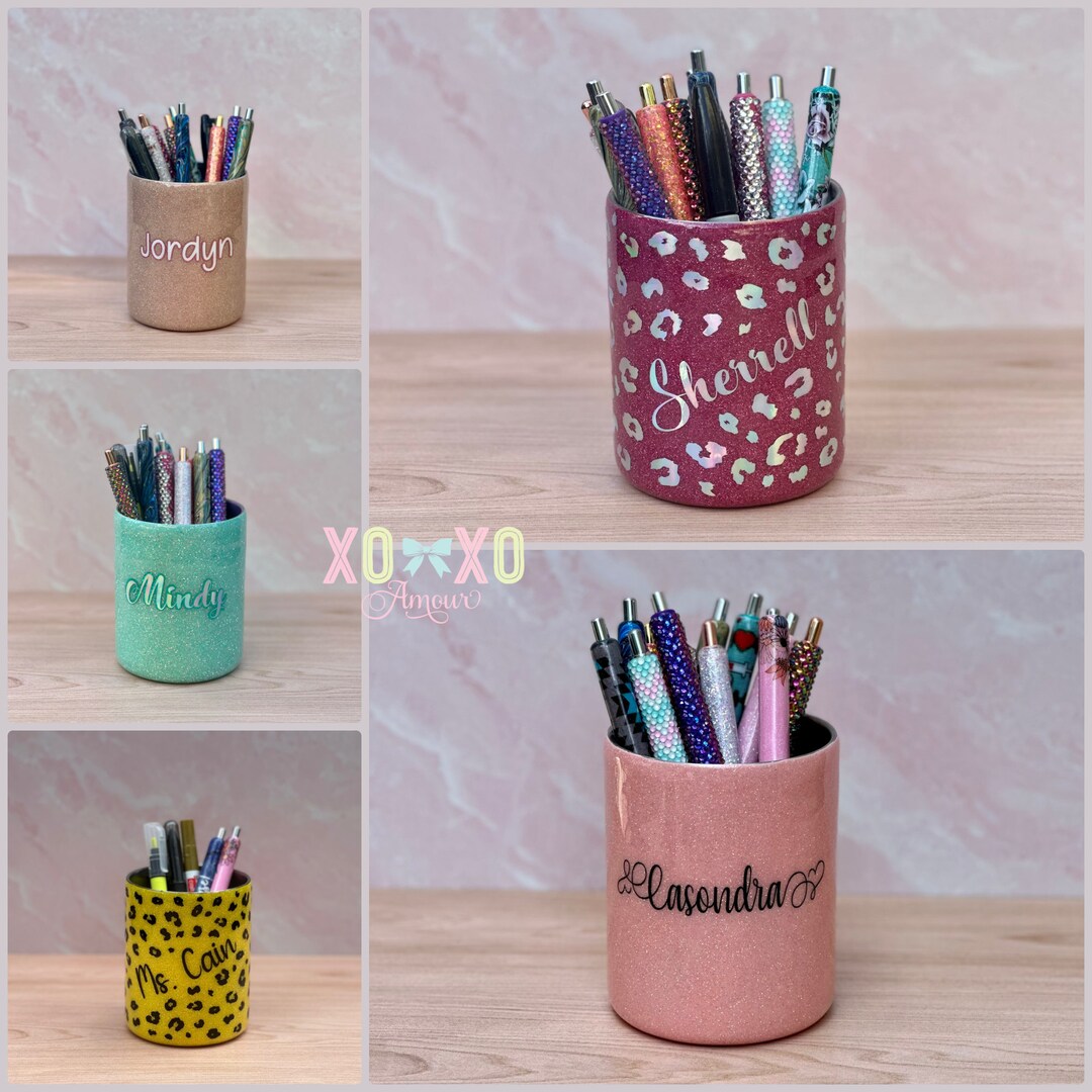 Personalized Pen Cup, Glitter Pencil Cup,personalized Desk Accessories ...