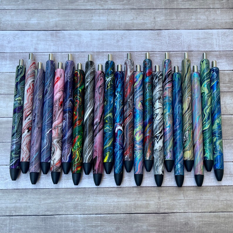 Hydro-dipped Glitter Pens Hydro Drip Gel Pens Marbled Ink - Etsy