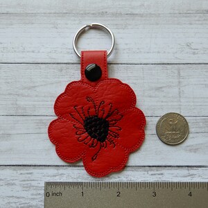 Poppy Snap Tab, Backpack Charm, Embroidered Key Chain, Flower Key Fob ...