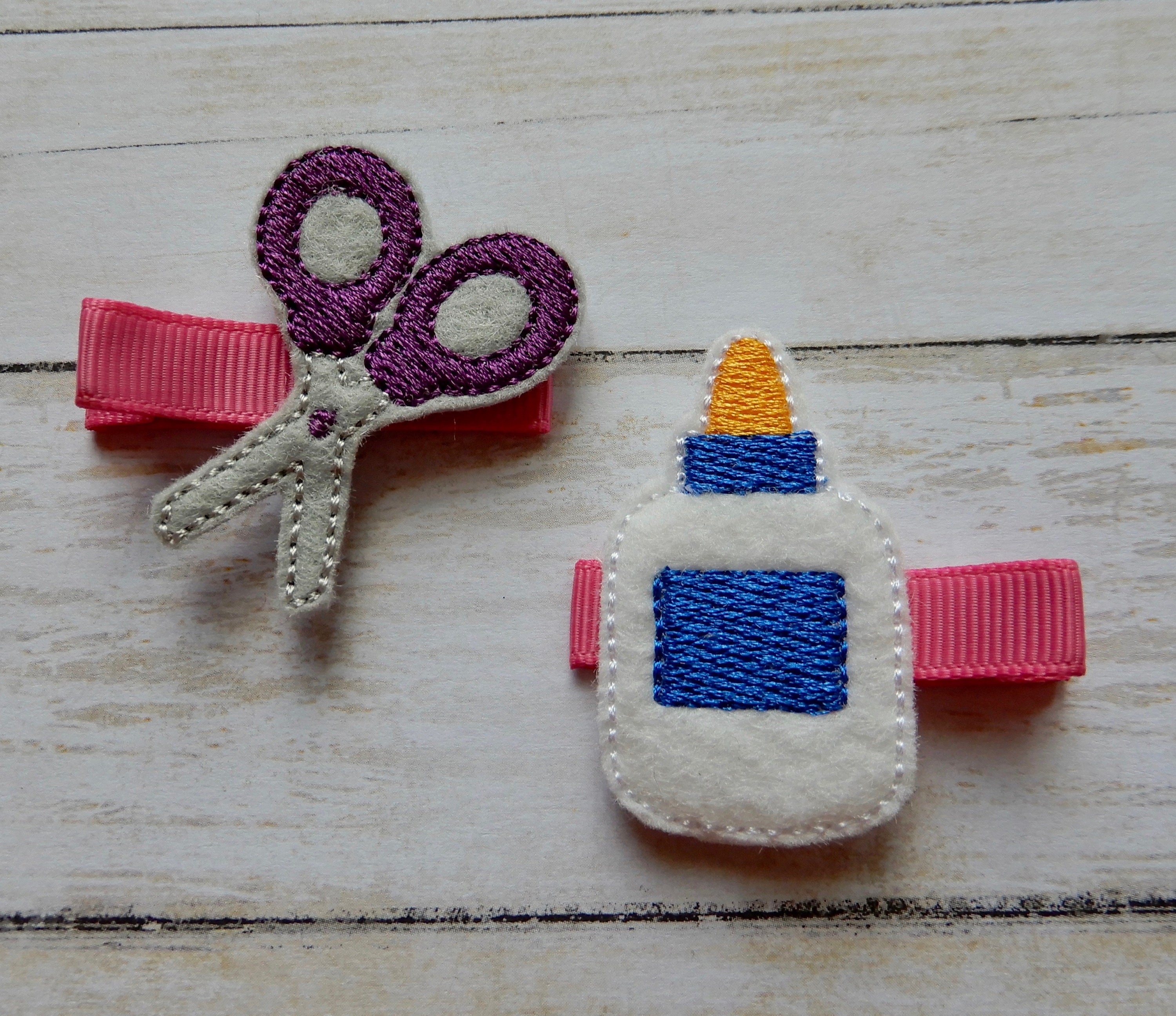 Scissors and Glue Hair Clip Set Back to School Clips School - Etsy