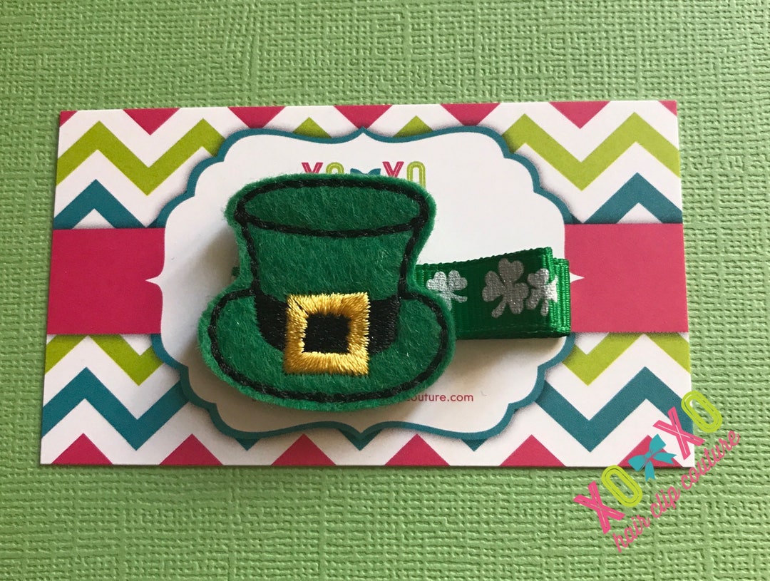 Leprechaun Hat Clippy, St. Patty's Day Clip, St. Patrick's Day Bow ...