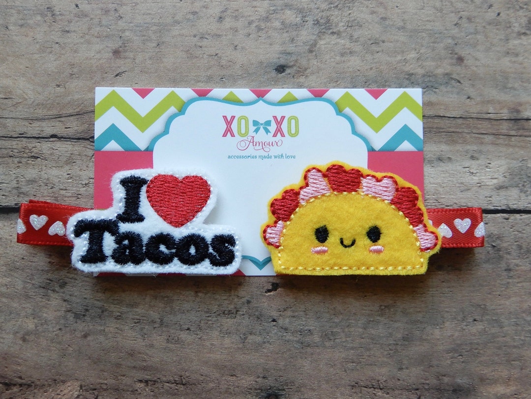 Taco Hair Clip Set: Embroidered Merino Wool Felt, Taco Tuesday - Etsy