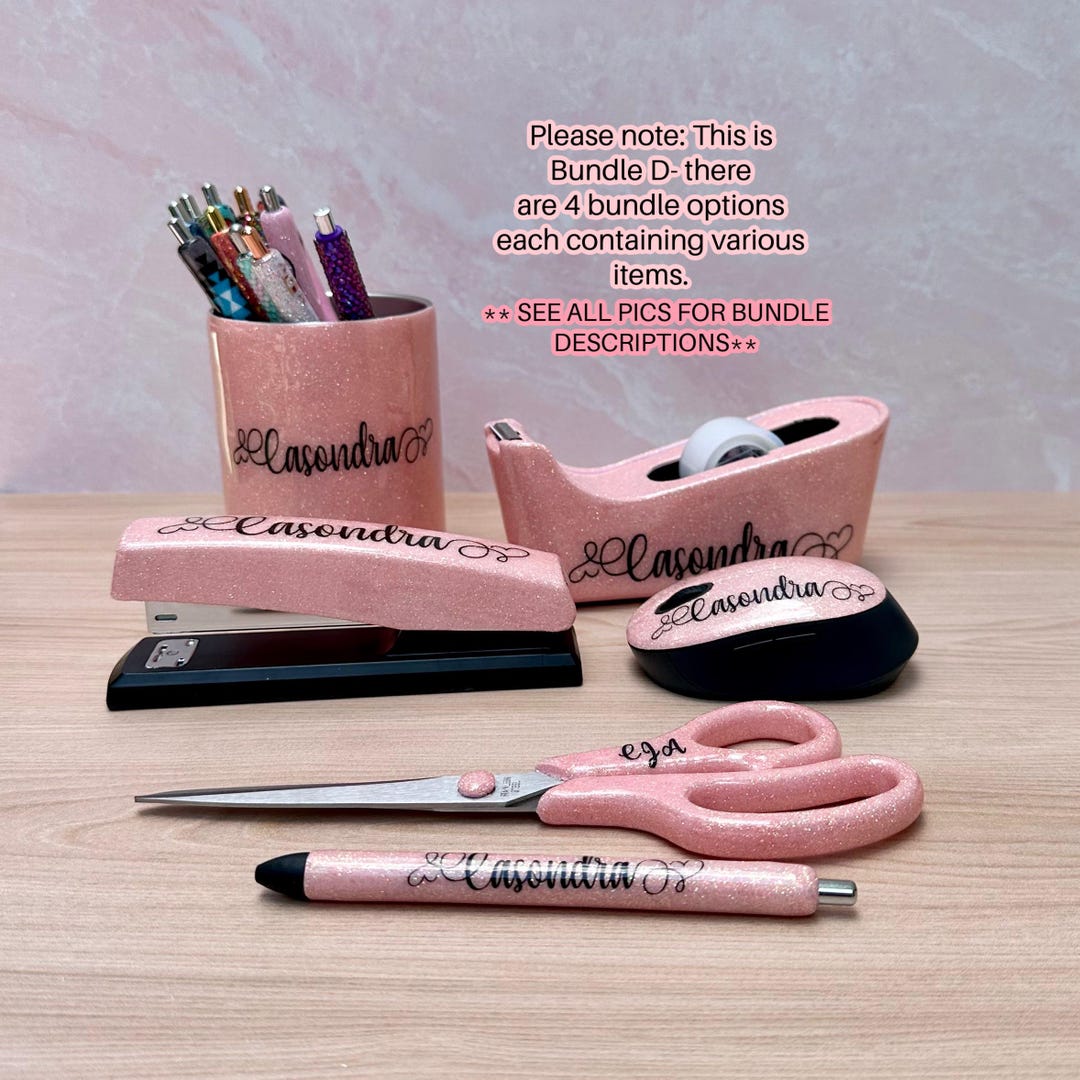 Personalized Glitter Desk Set: Custom Office Supplies Bundle - Etsy