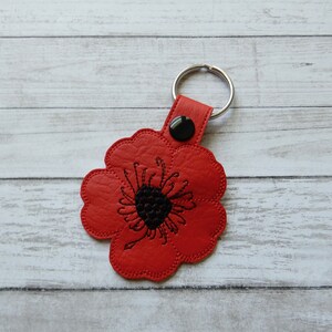 Poppy Snap Tab, Backpack Charm, Embroidered Key Chain, Flower Key Fob ...