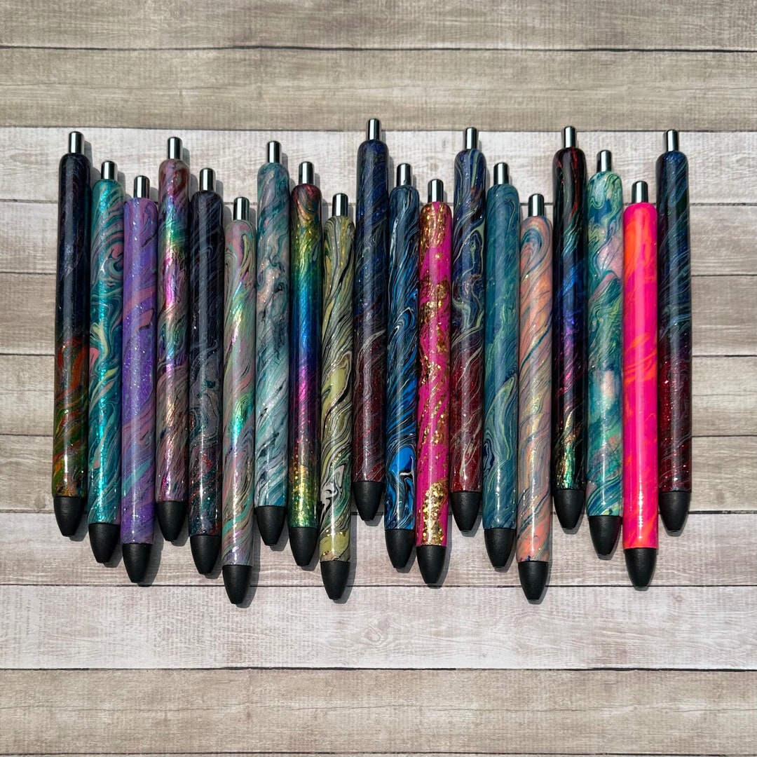 Hydro-dipped Glitter Pens Hydro Drip Gel Pens Marbled Ink - Etsy