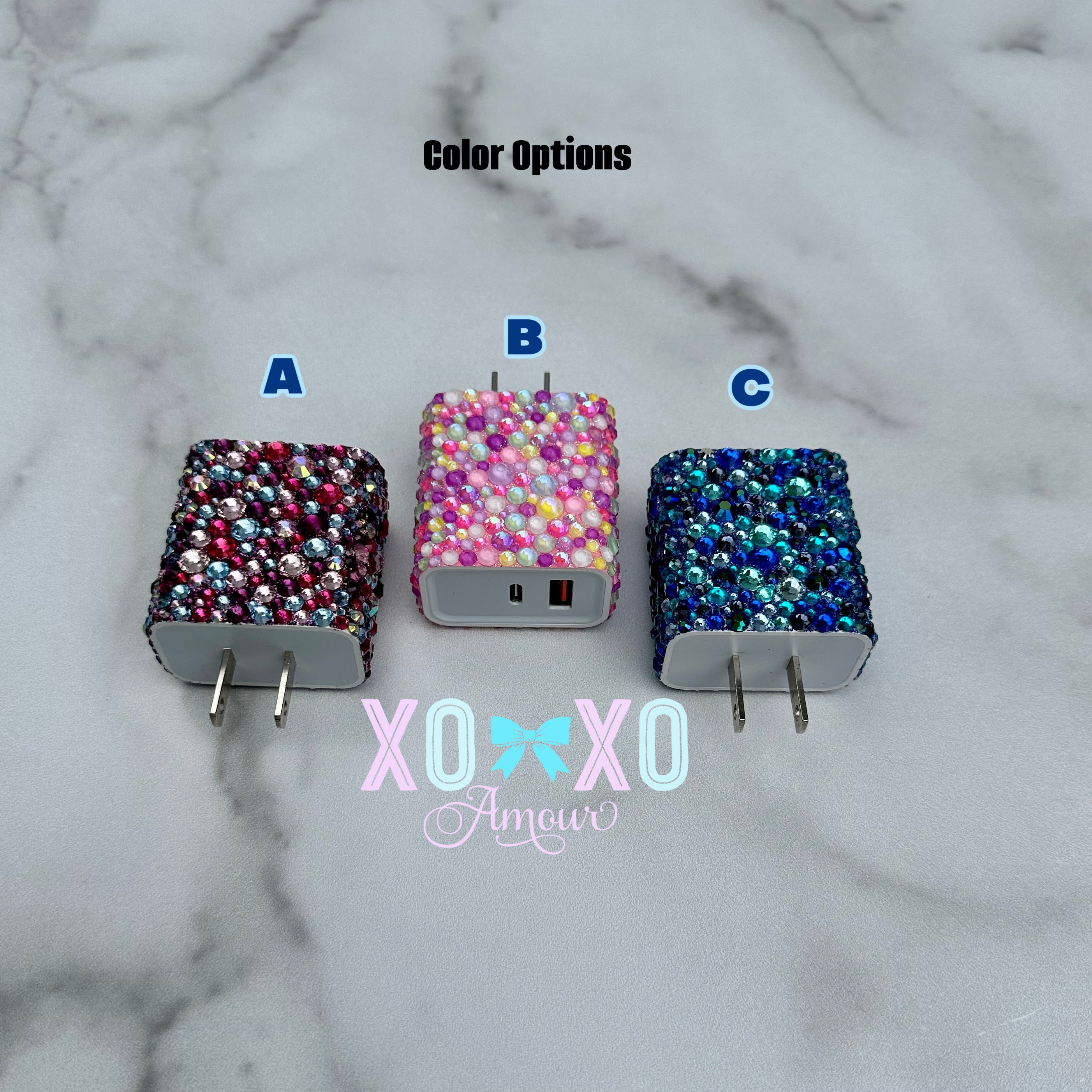 Rhinestone Charging Block: Blinged USB Adapter, Dual Port - Etsy