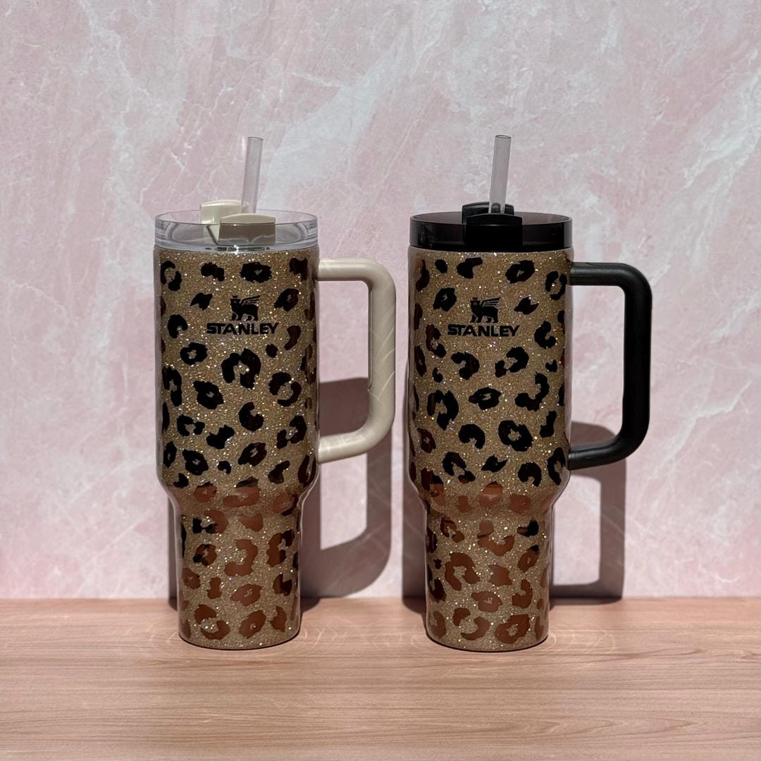 Cheetah Print Stanley Tumbler: Glittered Leopard Cup, 40 Oz - Etsy