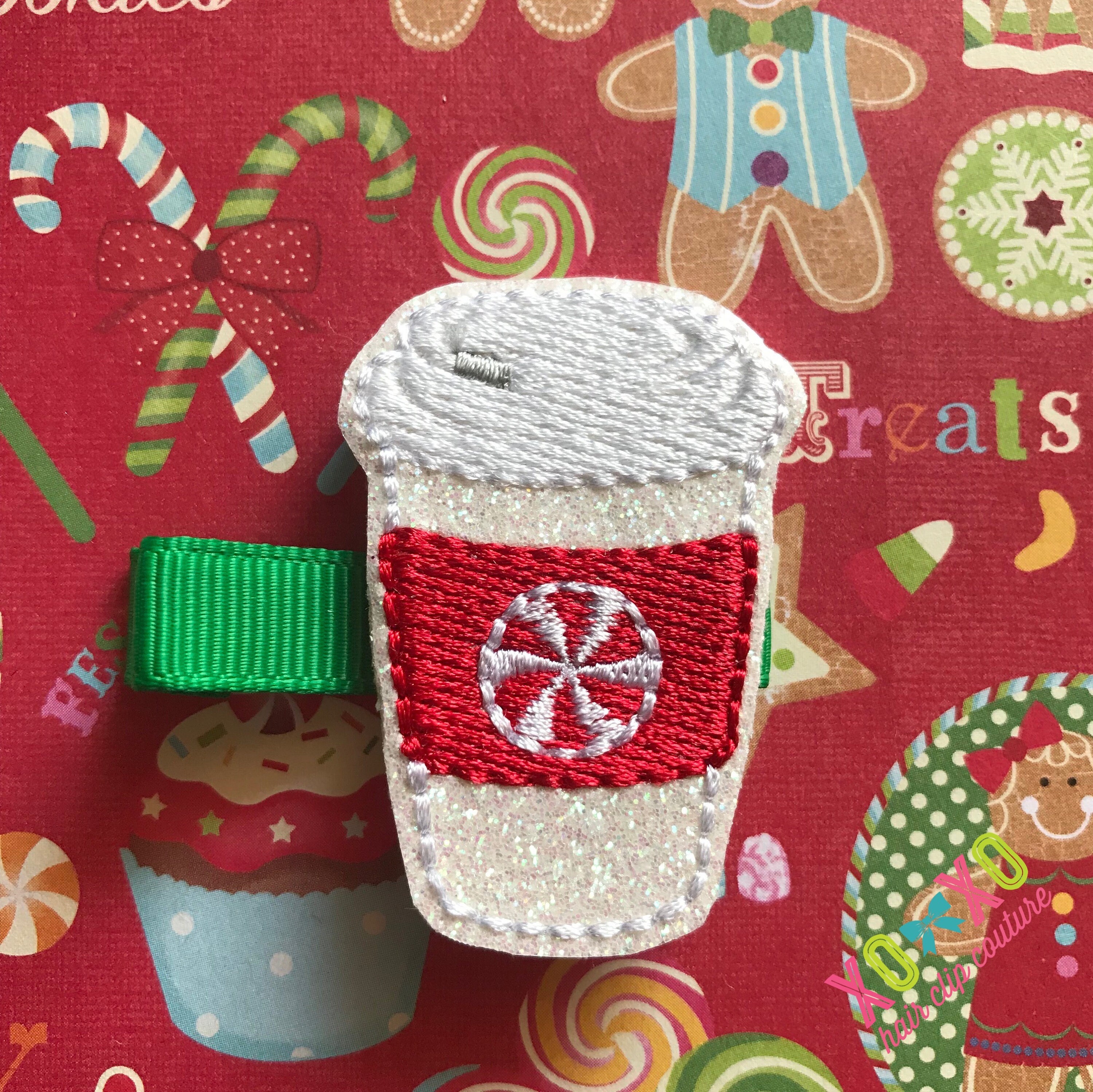 Peppermint Latte Clippy Peppermint Coffee Bow Winter Coffee - Etsy