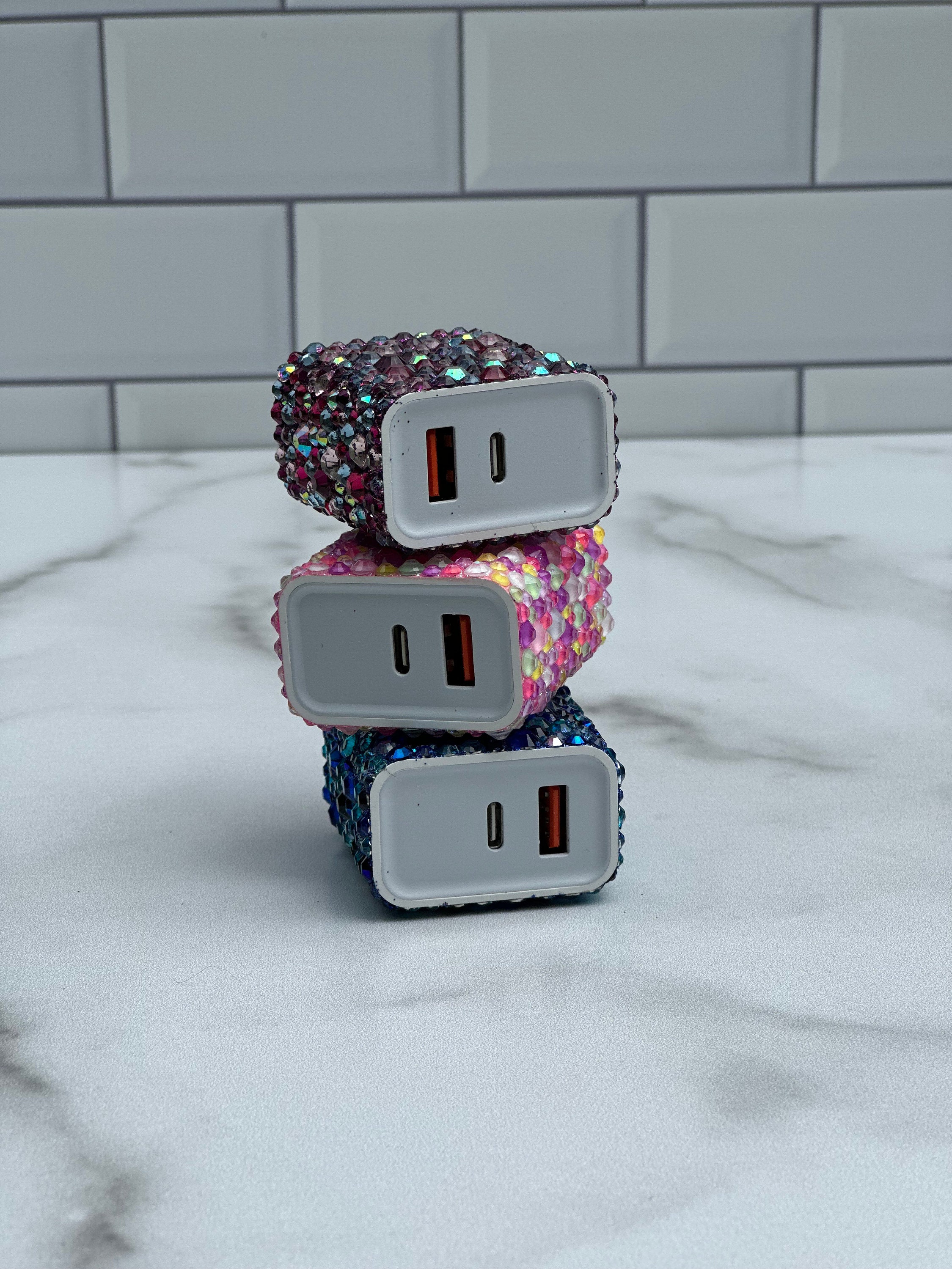 Rhinestone Charging Block: Blinged USB Adapter, Dual Port - Etsy