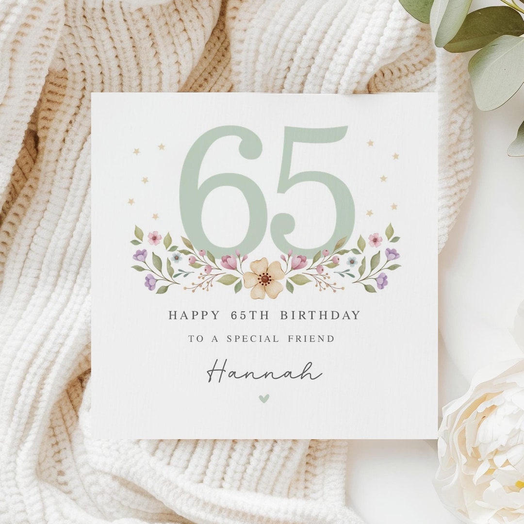 Personalised 65th Birthday Card, 65th Birthday Cards for Wife, Sister ...